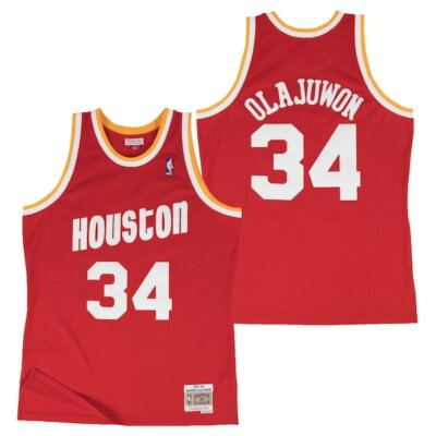 Hakeem Olajuwon 34 Houston Rockets Mitchell & Ness 1993-94 Red Swingman ...