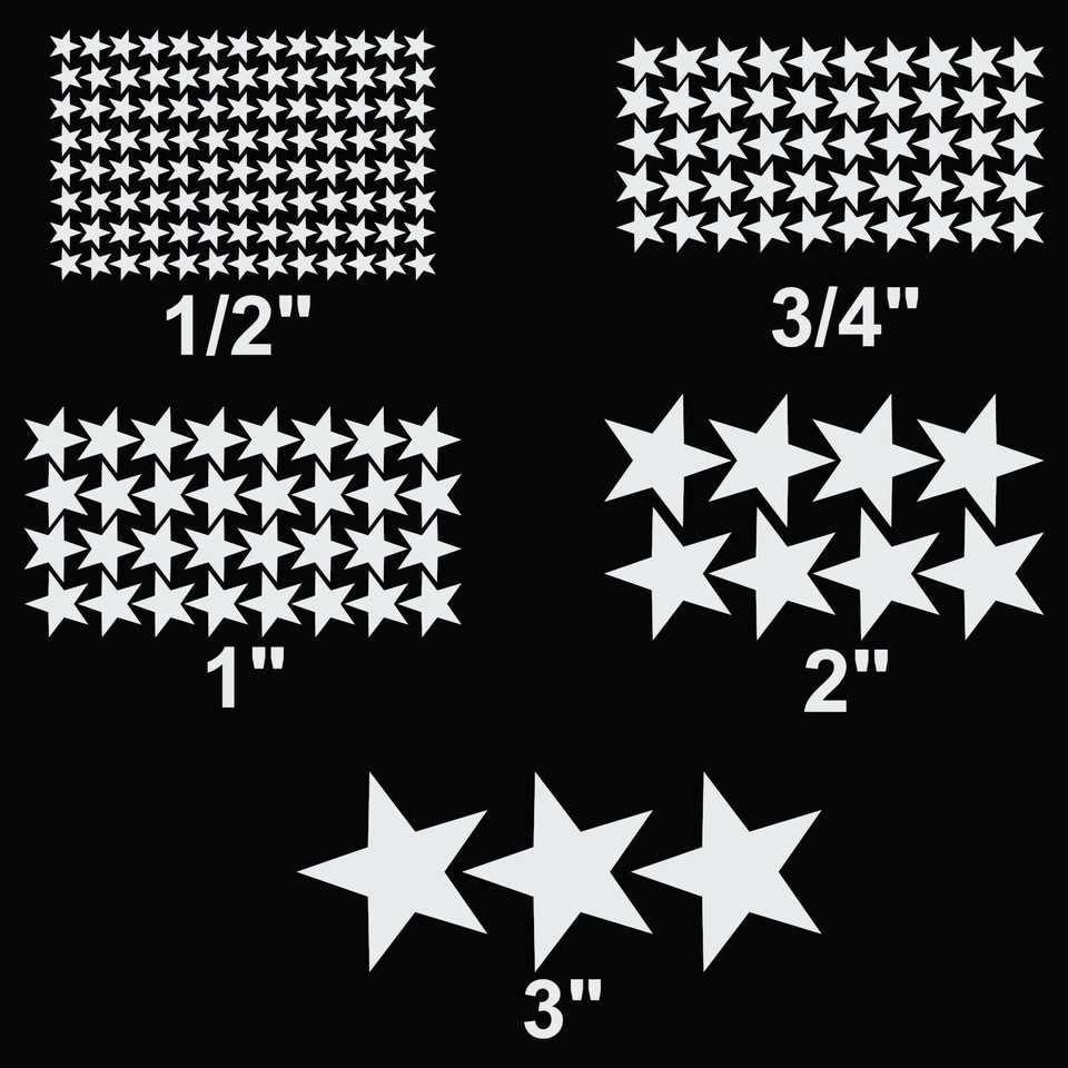 Star stickers! Pick your size and color! Permanent outdoor glossy vinyl ...