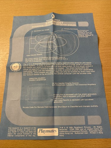 Star Trek Star Fleet Enterprise 1701-D Main Deflector Shield Blueprint ...