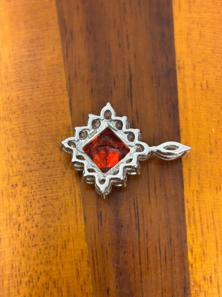 Sterling Silver - CWE CHARLES WINSTON White CZ Red Garnet Charm Pendant ...