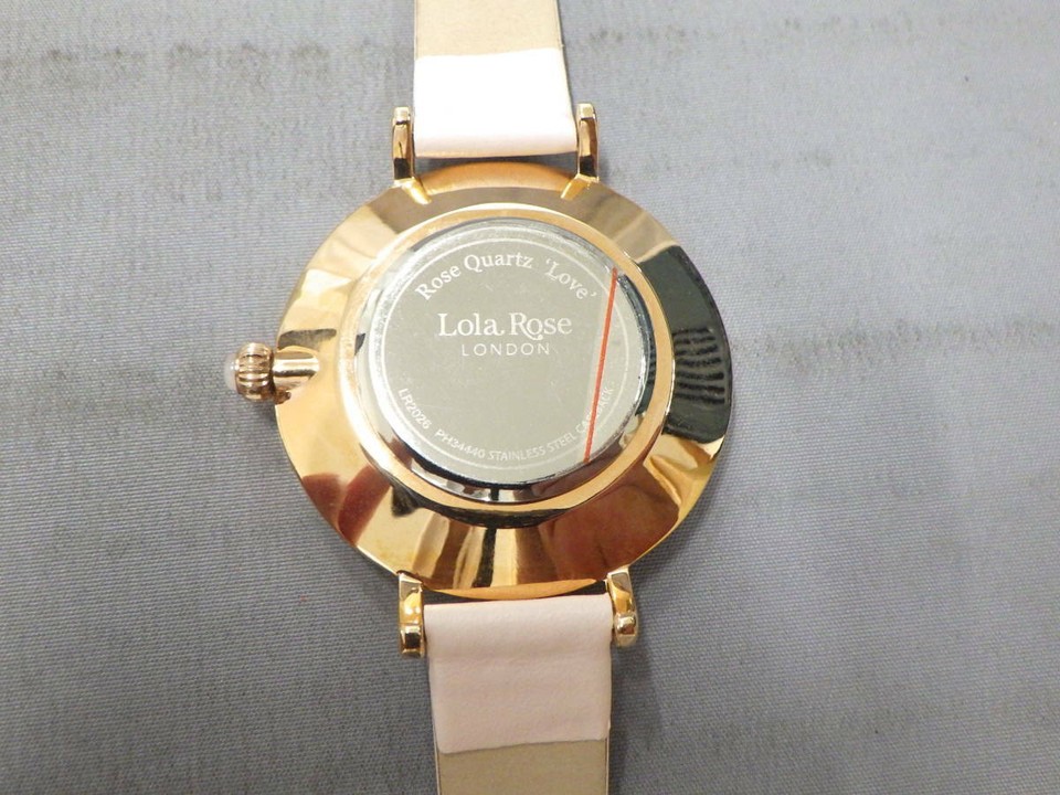 Lola Rose London LR2026 Pink Rose Quartz Dial Pink Leather Band Watch ...