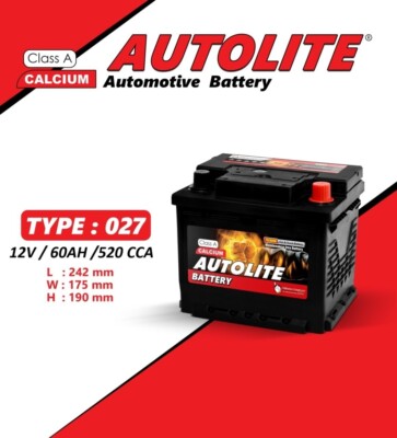 CAR BATTERY PEUGEOT 307 207 TYPE 027 075 12V 60AH 520CCA MAINTENANCE ...