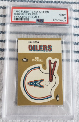 1982 Fleer Team Action Houston Oilers Stickers Helmet Card PSA 9 Mint ...