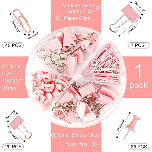 97 PCS Office Supplies for Women, Paper Clips, Binder Clips and Push ...