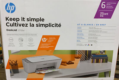 🖨️ HP Deskjet 2755E Inkjet Wi-Fi Multifunction Printer 🆕 Distressed Box ...