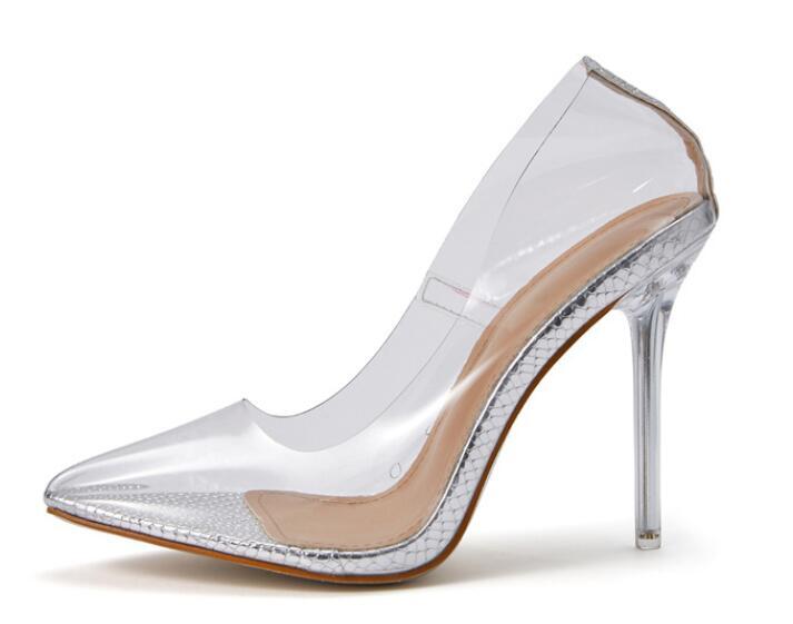 Womens Fashion Summer Pointy Toe Clear PVC Sandals Slim High Heels ...