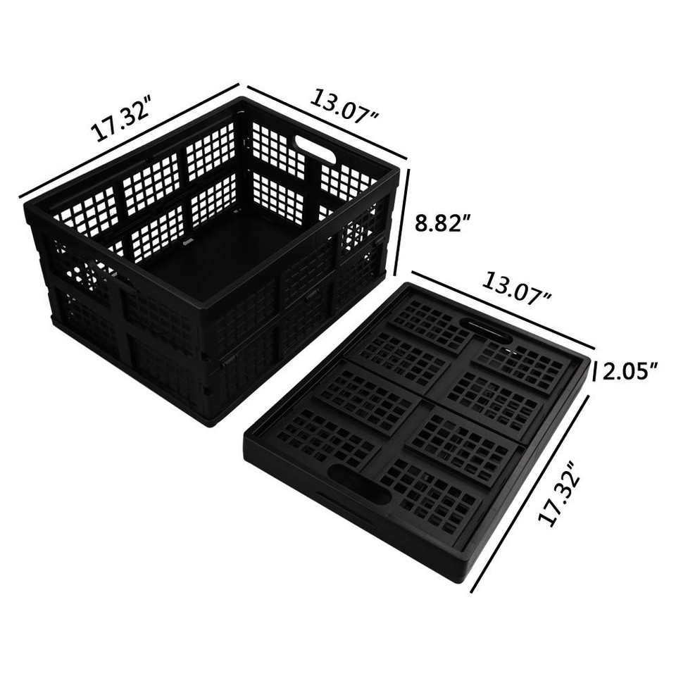Black Folding Storage Baskets, 30L 3-Pack Collapsible Plastic Storage Crate | eBay