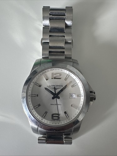 Longines Conquest Silver Men's Watch Inc box and papers | eBay UK