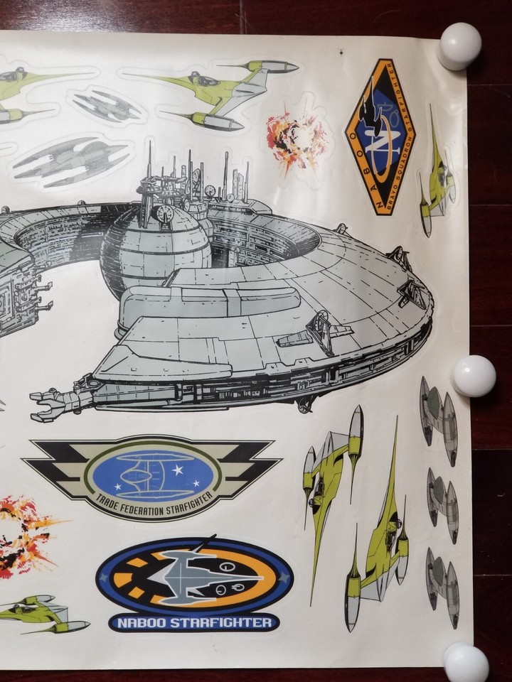 Star Wars Episode I Jumbo Stick-Ups Stickers 18x40 Sheet Starfighters ...