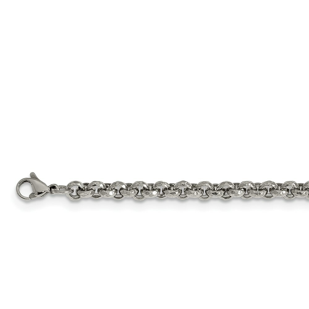 Stainless Steel Polished and Textured Fancy Rolo 20in Chain | eBay