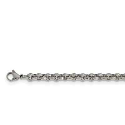 Stainless Steel Polished and Textured Fancy Rolo 20in Chain | eBay