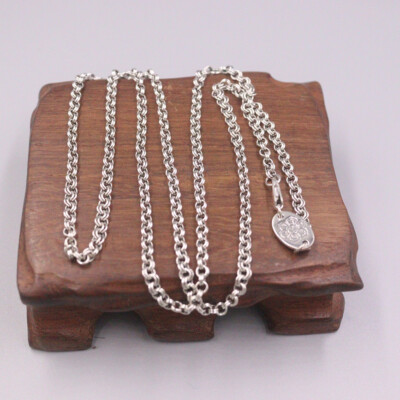 Real 925 Sterling Silver Necklace 3mm Width Double Rolo Link Chain 21.6 ...