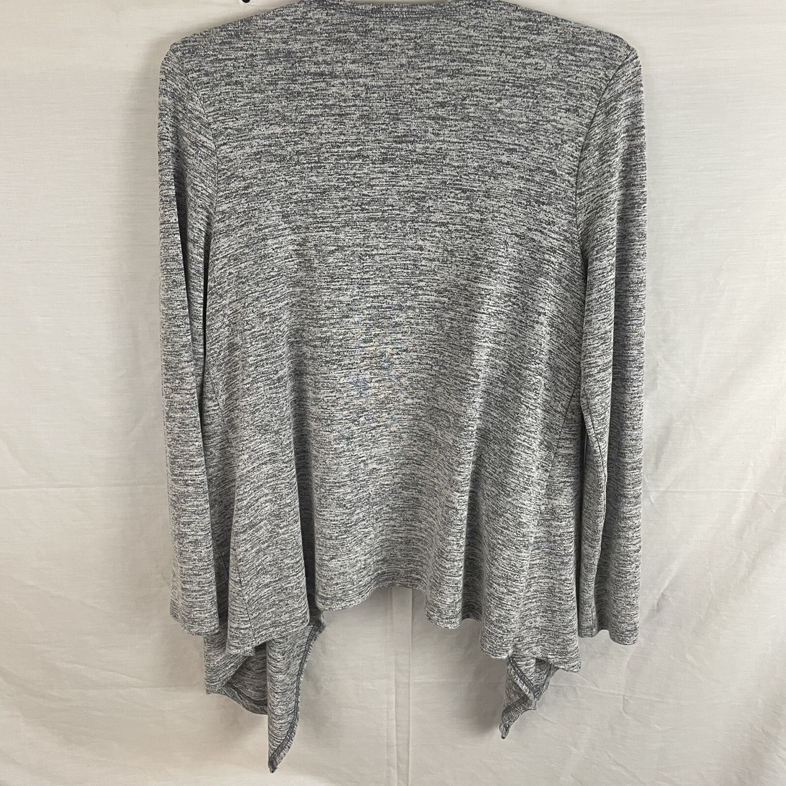 LOGO by Lori Goldstein gray waterfall cardigan with p… - Gem