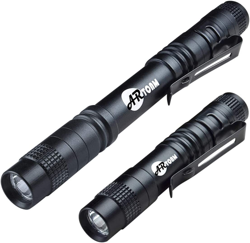 2 Pack Small LED High Lumen Tactical Pen Light with Clip Handheld ...