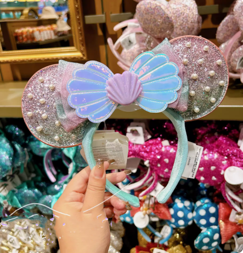 Authentic Disney Mermaid Shell Pearl Minnie Headband Shanghai Disney ...