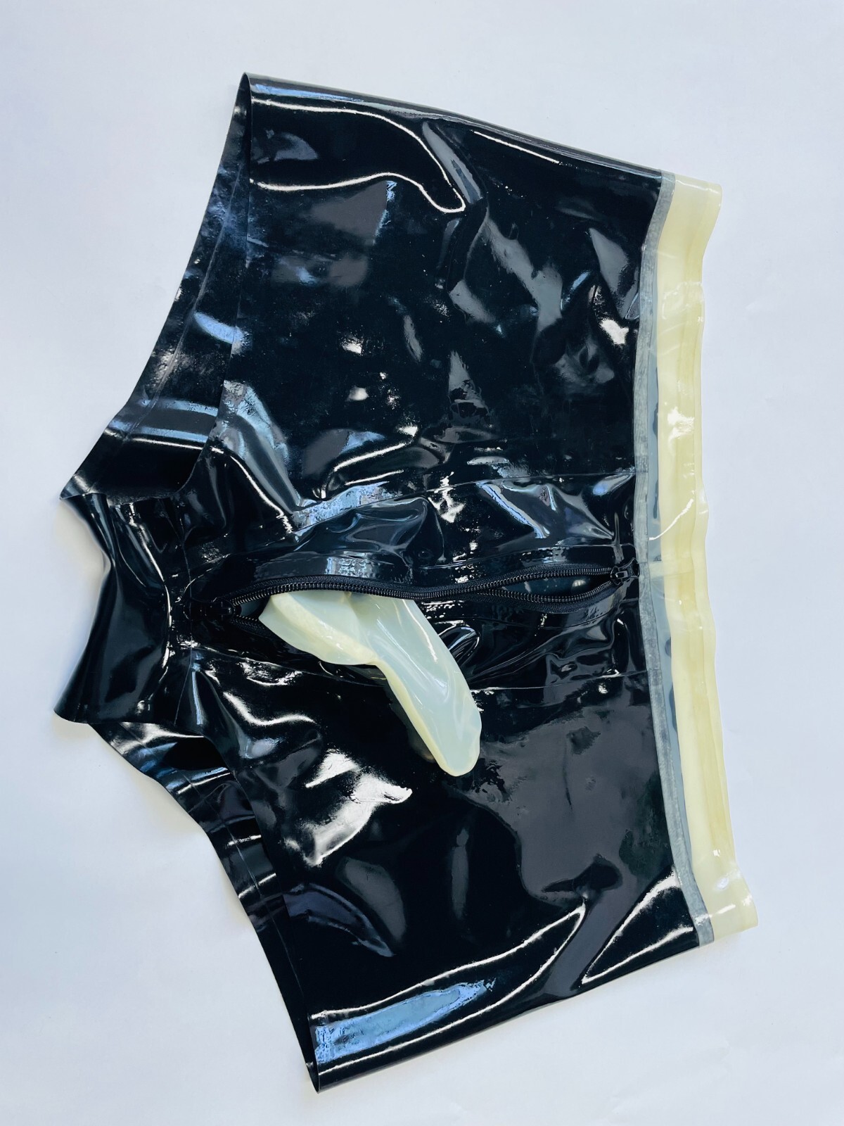 latex gummi briefs with transparent waist codpiece hidden penis sheath ...