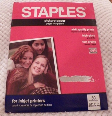 Staples Picture Paper for Inkjet Printers 30 Sheets 8.5" x 11" | eBay