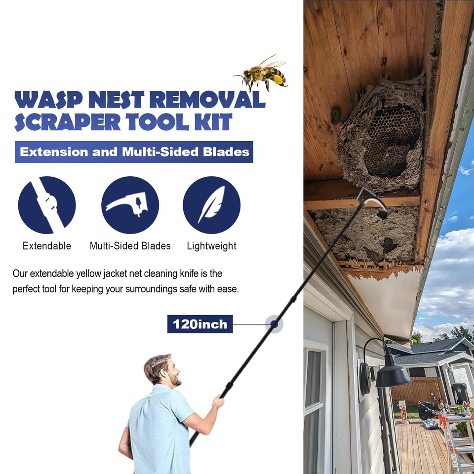 Wasps Nest Remove Tool Scraper Kit for Clean Hornets Yellow Jacket Bee ...