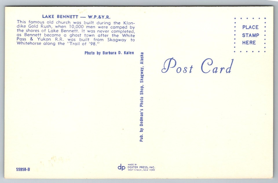 Postcard Lake Bennett White Pass Yukon Rail Road Gold Rush Trail of 98 ...