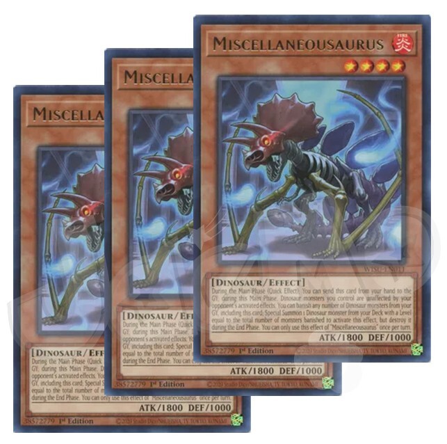 Yugioh - Miscellaneousaurus x 3 - 1st Edition Rare NM - Free Holo Card ...