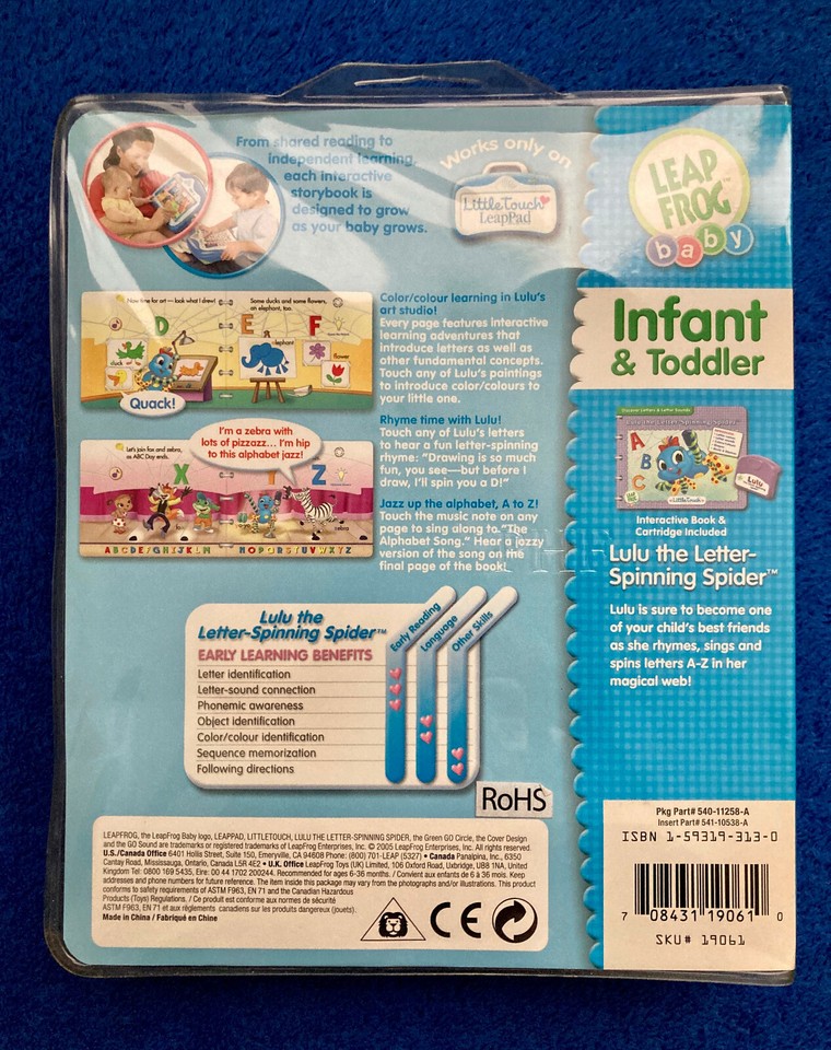LeapFrog Baby Little Touch LeapPad Lulu Letter Spinning Spider Book ...