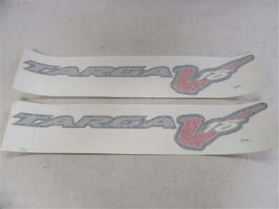 TRACKER TARGA V18 190006 DECAL PAIR (2) RED / SILVER / BLACK 28 3/8 ...