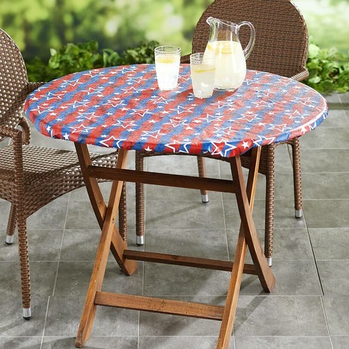 Round Table Cover Custom-Fit Tablecloths Elastic Edges 10 Designs ...