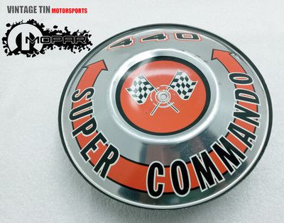 Used OEM Mopar Orange 440 Super Commando Air Cleaner Pie Tin ID Plate ...