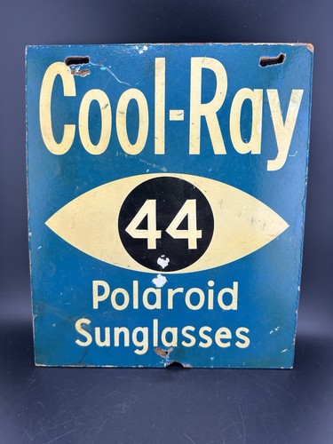 ANTIQUE Vintage Thick Cardboard SIGN Cool-Ray 44 Polaroid Sunglasses ...