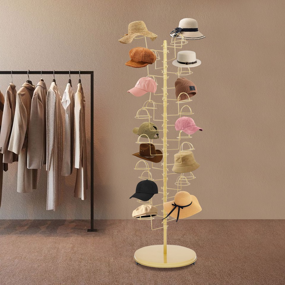 Metal Hats Display Stand Hat Storage Stand With 30 Hooks Freestanding ...
