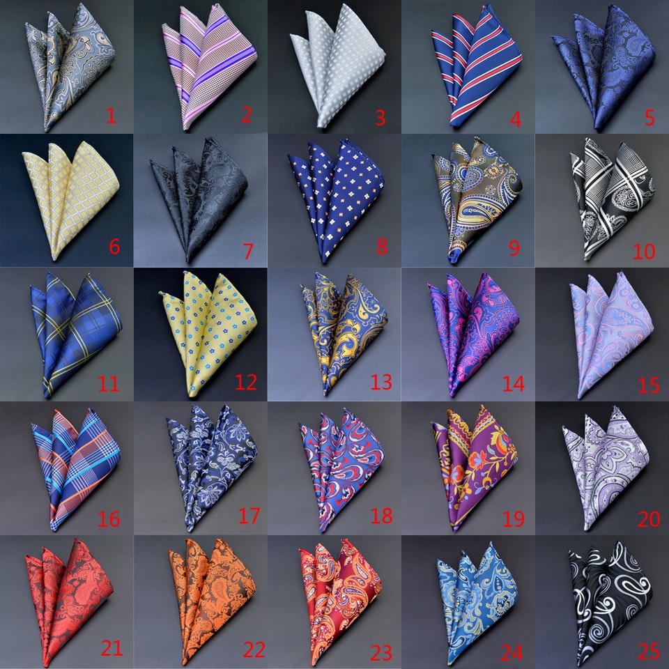 Mens Pocket Square Hankerchief Satin Solid Floral Paisley Dot Floral ...