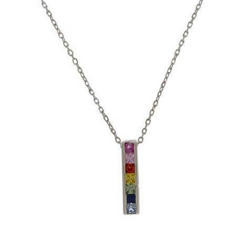 HSN Colleen Lopez Sterling Silver Multi Sapphire Pendant 20" with Chain ...