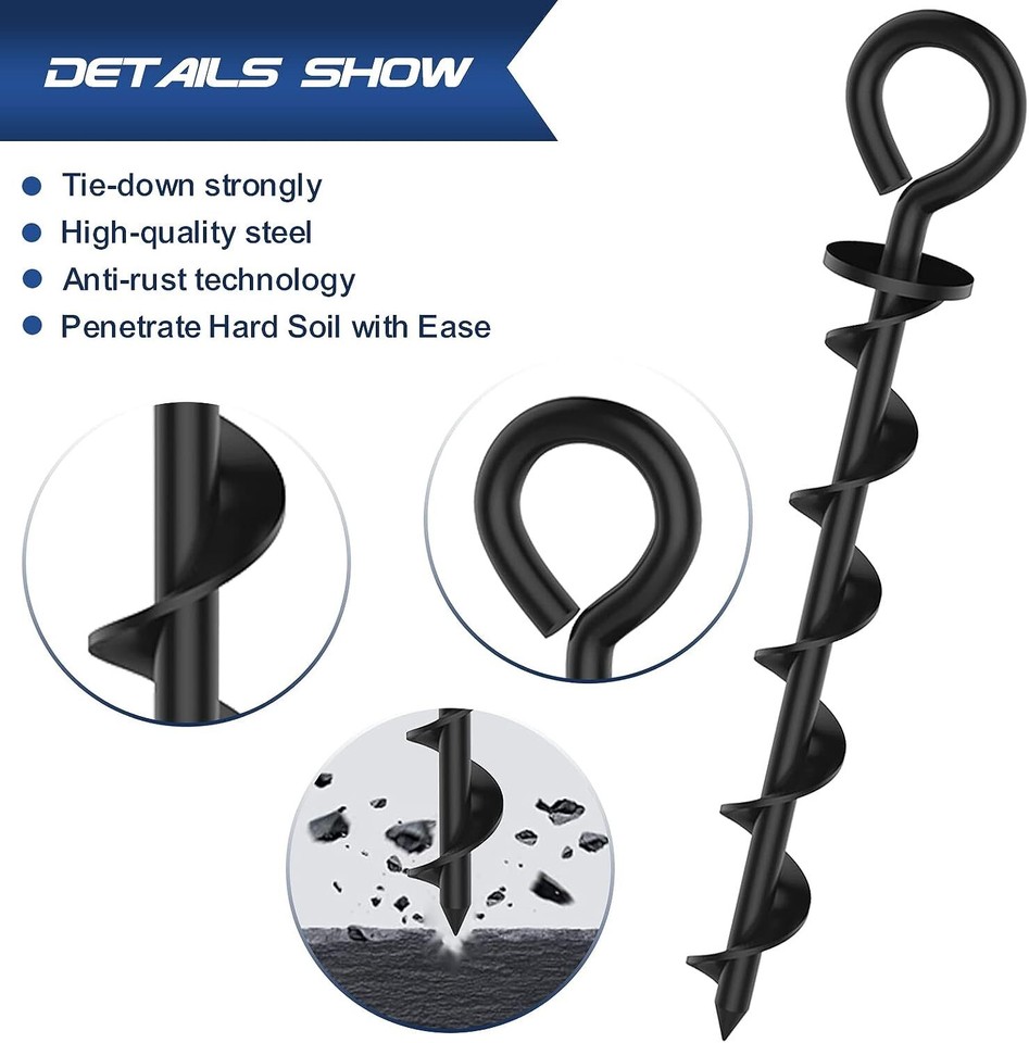 Eurmax USA Canopy Tent Stakes Dog Tie Out Stakes Corkscrew Shape | eBay