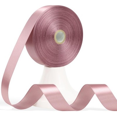 60 Yards Rosy Mauve Satin Ribbon 1 Inch, Dusty Rose Polyester Fabric ...