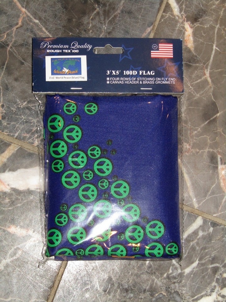 3x5 World Peace Map Dove All Races All Religions 100D Flag 3'x5' Brass ...