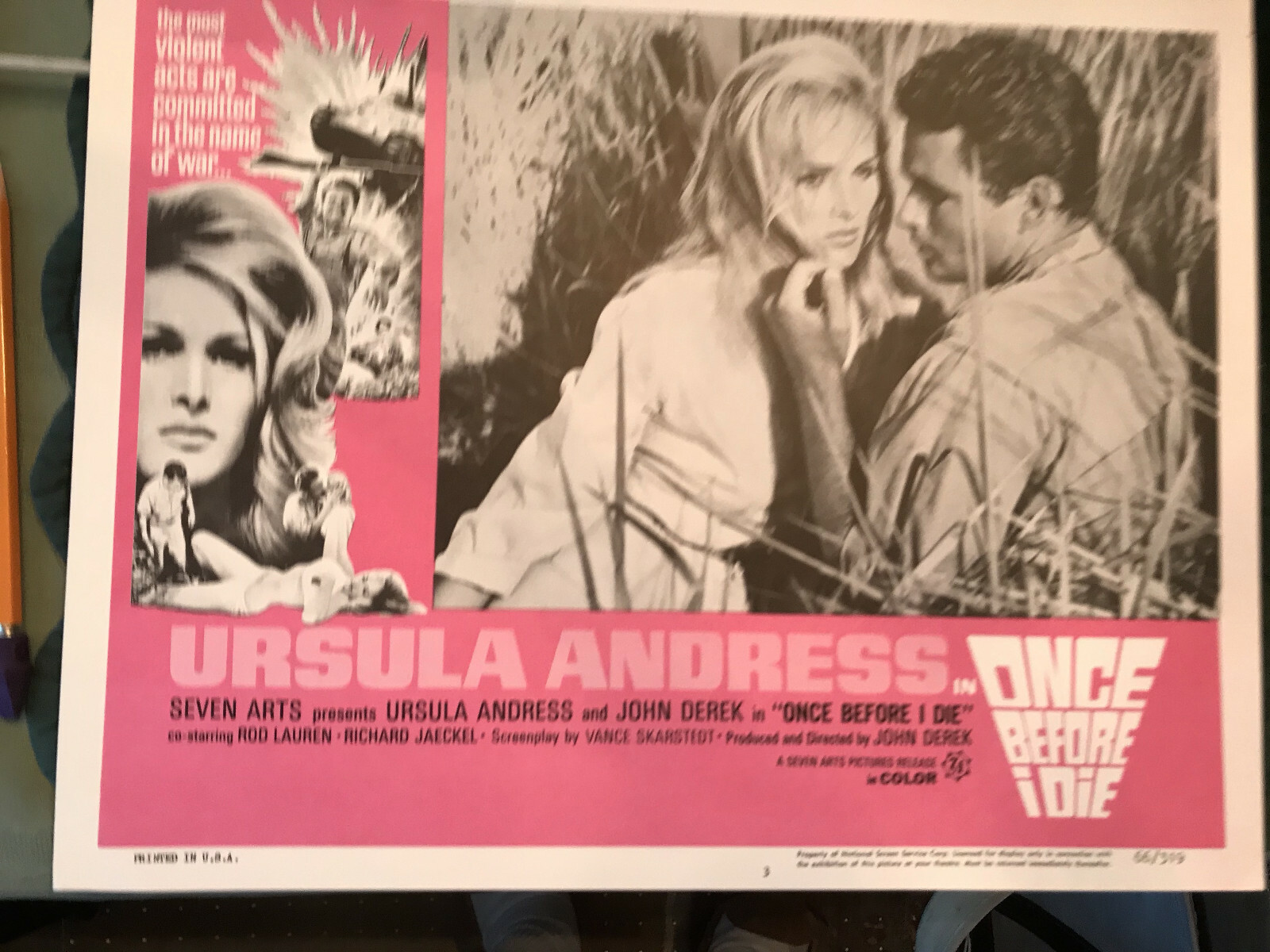 Once Before I Die 1966 Seven Arts 11x14 war lobby card Ursula Andress ...