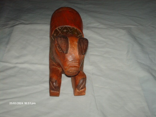 large vintage carved wooden rocking pig 27 cm x19 cm x10 cm 1.5 kilos ...