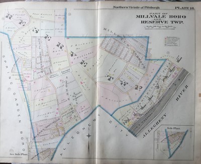 ORIG 1906 GM HOPKINS, NORTH PITTSBURGH MILLVALE & RESERVE TWP PA. PLAT ...