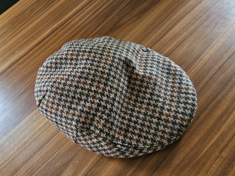 Vintage EWM® Tweed Flat Cap Classic Houndstooth 80s Edinburgh Woollen ...