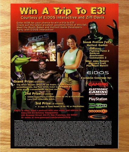 Win a Trip to E3 Eidos EGM Lara Croft Video Game Print Ads Poster Promo ...