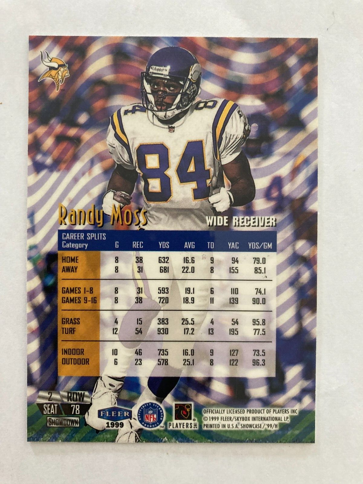 1999 Flair Showcase PASSION Row 2 Seat 78 Randy Moss HOF NICE Vikings ...