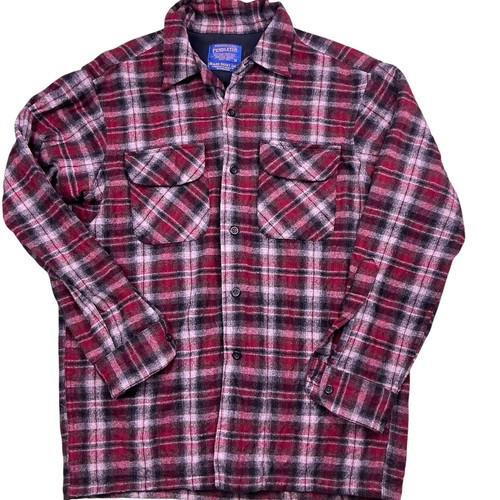 Vintage Pendleton Shirt Mens Large Gray Plaid Flannel Virgin Wool ...