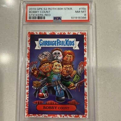 Garbage Pail Kids 2019 80s Horror Sticker #15b Bobby Count Red /75 PSA ...