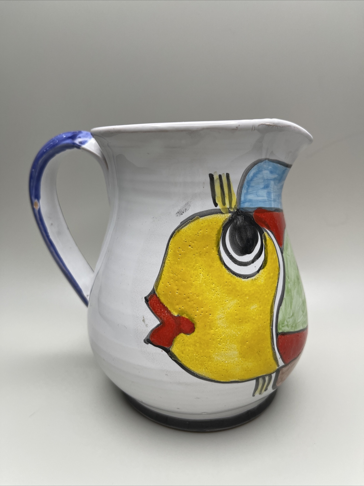Vtg Nino Parrucca Art Pottery Pitcher Milk Jug Pesca Fish Italy Signed ...