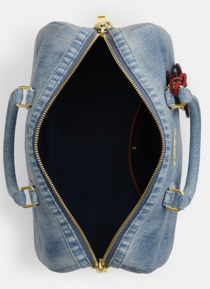NWT Coach Rowan Large Satchel Bag In Loved Faded Denim With Heart ...