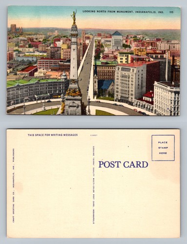Indianapolis, IN-Indiana, North from Monument Circle View Old Vintage ...