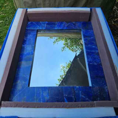 Rectangle Shape Lapis Lazuli Stone Bathroom Wall Mirror Handcrafted ...