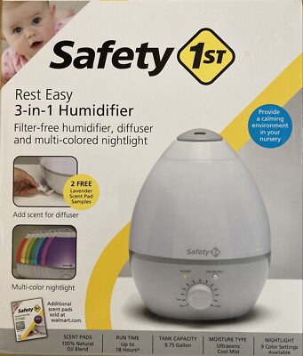 Safety 1st Rest Easy 3-in-1 Filter-Free Humidifier and Multi-Colored ...