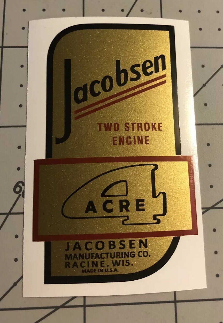 Jacobsen 4 Acre Two Stroke Engine Mower 'Decal' only 1934 1937 New Art ...