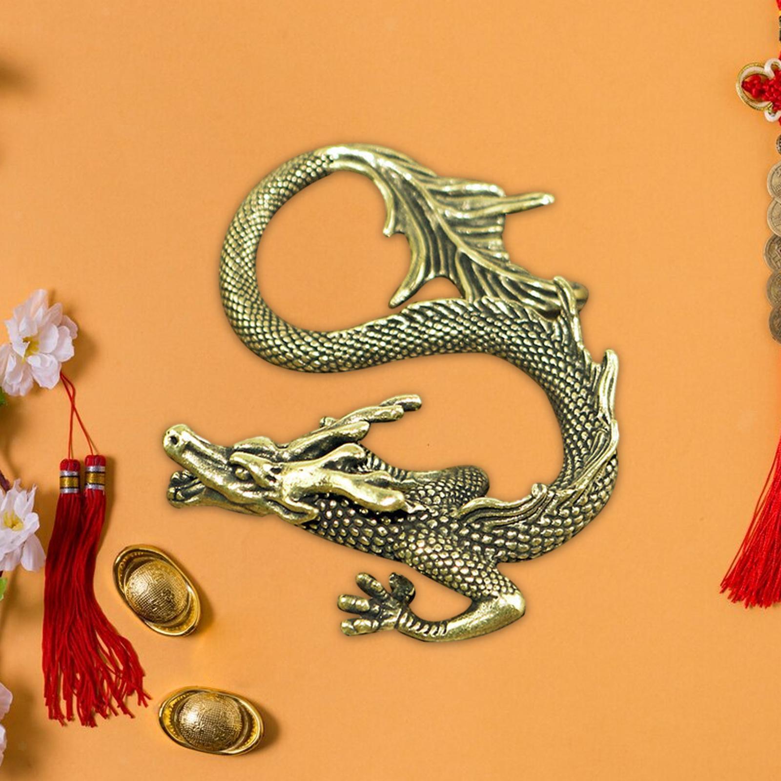 Brass Mini Chinese Dragon Sculpture Ornament Kung Fu Tea Pet Miniature ...